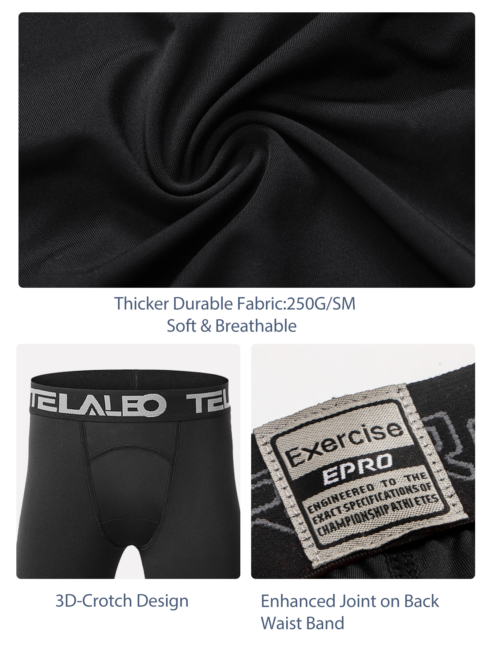 TELALEO 1/2/3 Pack Boys’ Youth Compression Leggings Pants Tights ...