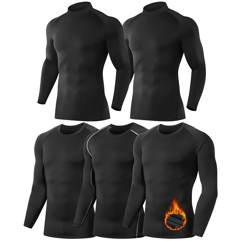 5 Pack Men’s Thermal Compression Shirt Fleece Lined Long Sleeve ...