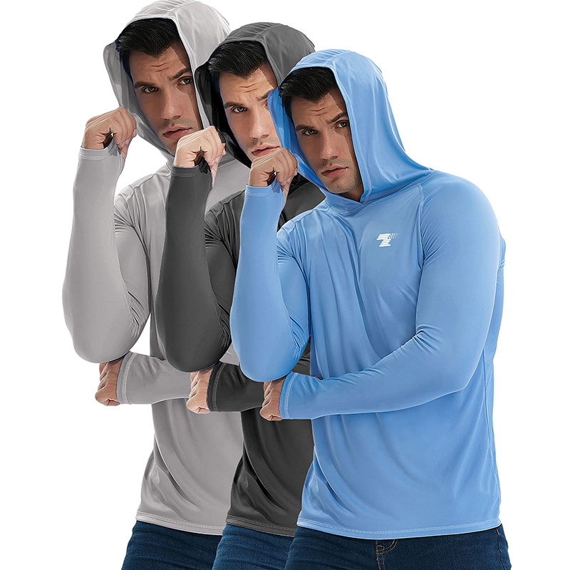 TELALEO 3 Pack Men’s UPF 50+ Sun Protection Lightweight Hoodie ...