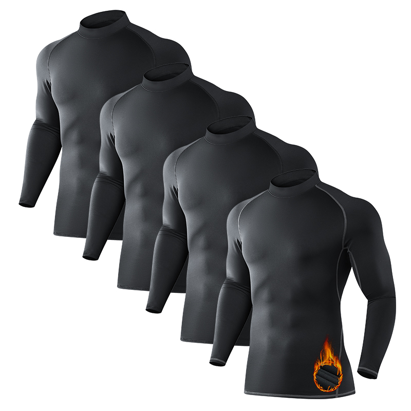 5 or 4 Pack Men’s Thermal Compression Shirt Fleece Lined Long Sleeve ...