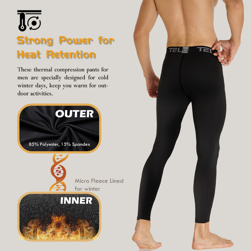 5 or 4 Pack Men’s Thermal Compression Pants Fleece Lined Sports Tights ...