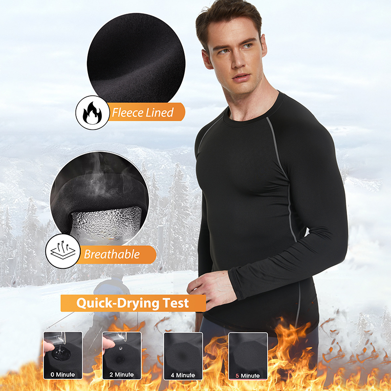 5 Pack Men’s Thermal Compression Shirt Fleece Lined Long Sleeve ...