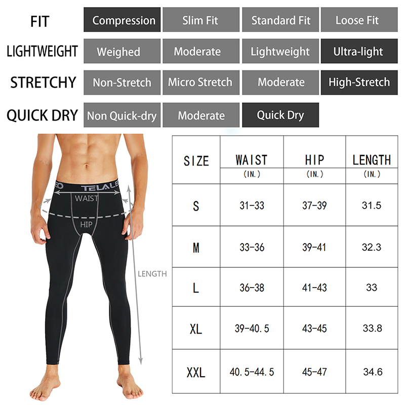 TELALEO 6 or 4 Pack Men’s Compression Pants Leggings Sports Tights ...