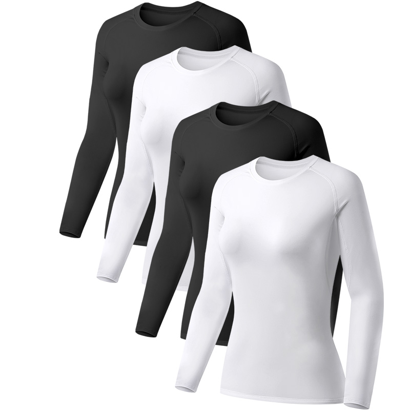 TELALEO 4 Pack Women’s Compression Shirt Long Sleeve Performance ...