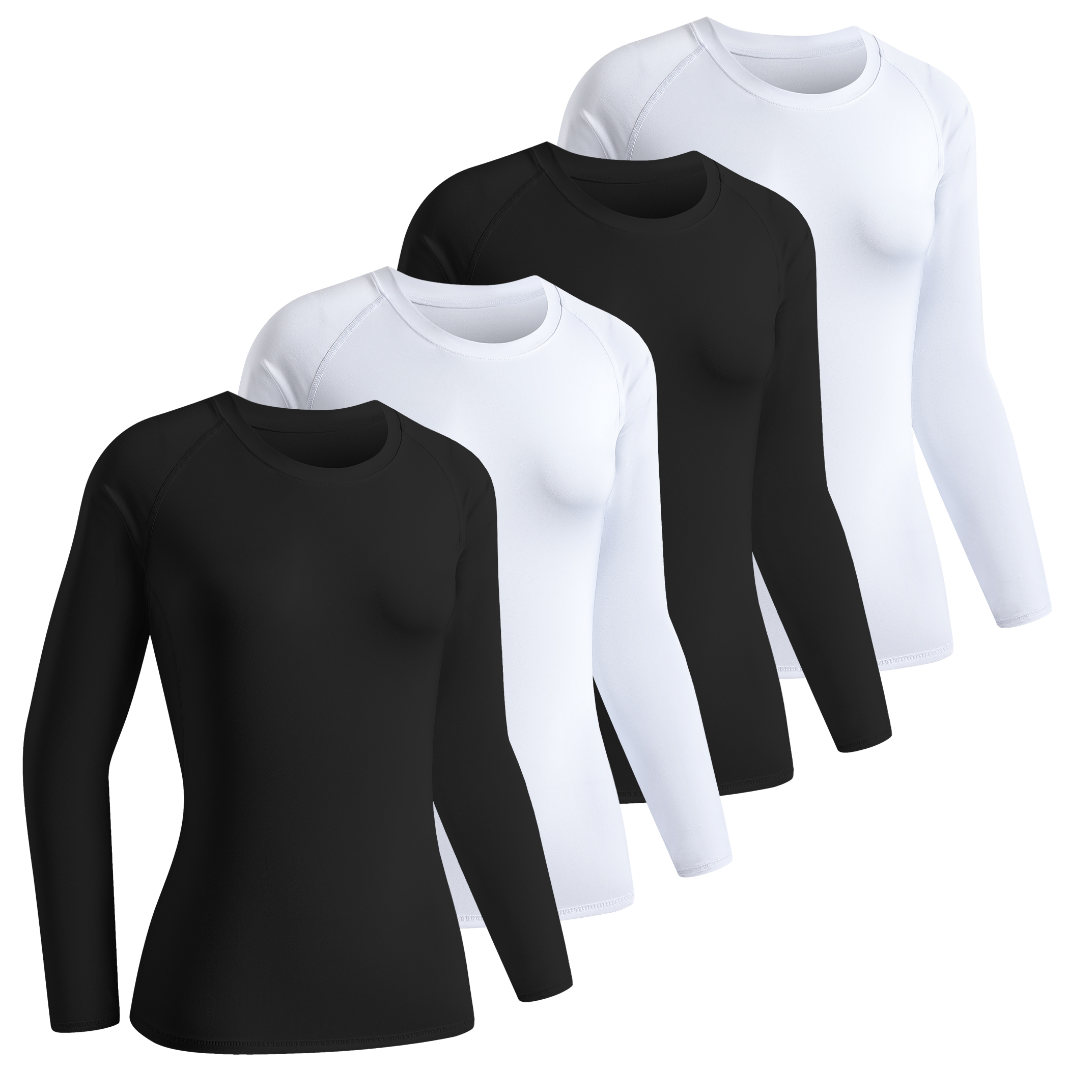 TELALEO 4 Pack Women’s Compression Shirt Long Sleeve Performance ...