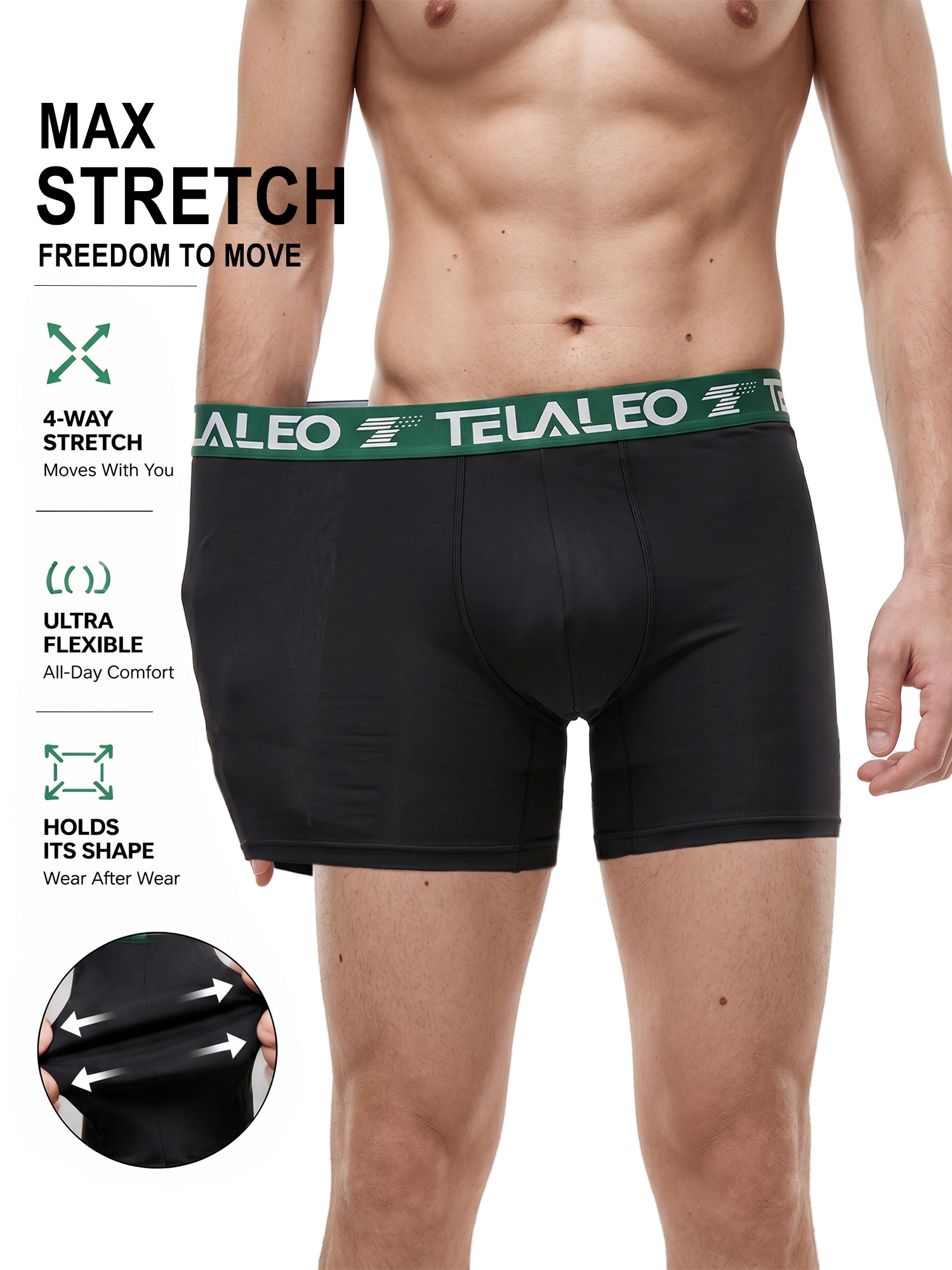TELALEO Men’s Boxer Briefs 6 Pack – Support Pouch Moisture Wicking ...